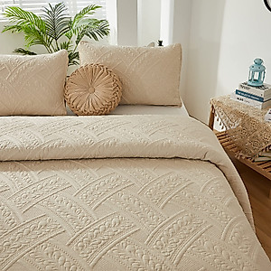 Brandream Queen Size Quilt Sets Cotton Beige Quilt Set Farmhouse Bedding Matelasse Quilted Bedspreads Coverlet Set Queen Full Size