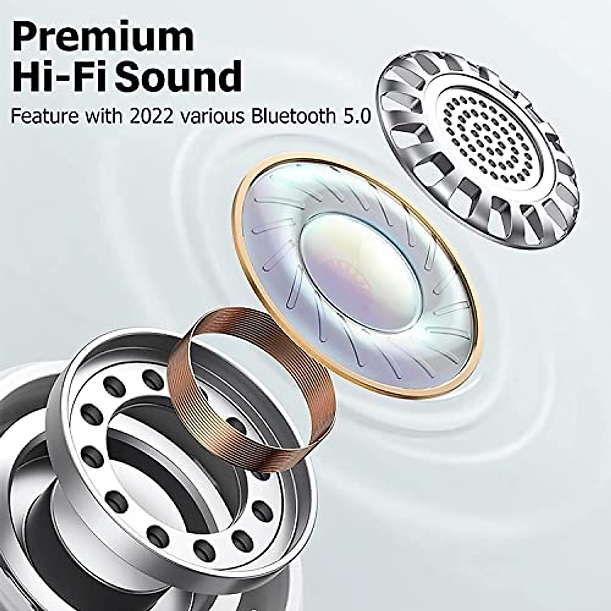 Wireless Earbuds, Bluetooth 5.0 Earbud Earphones Wireless Bluetooth with Charging case, Ear Bud & in-Ear Headphones IPX6 Waterproof, Wireless Ear Buds with Mic Auto Pairing for iPhone/Samsung/Android