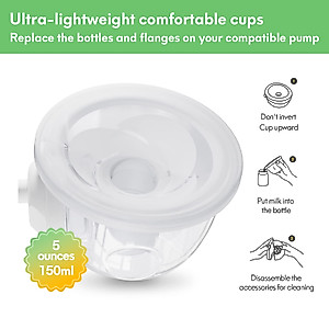 LOZAEVE Baby CaraCups Wearable Milk Collection, Portable Hands Free Breast Milk Collection Cup Set, Compatible with for Spectra S1 / S2, Medelaa, Lansinohh, 99.9% Separable Electric Breast Pumps, 2PC