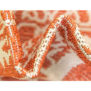 Unique Loom Outdoor Botanical Collection Area Rug - Allover (5' 3" x 8' Rectangle, Terracotta/ Beige)