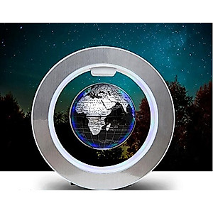 YANGHX Floating Globe World Map 4inch Rotating Magnetic Mysteriously Suspended in Air World Map Home Decoration Crafts Fashion Holiday Gifts (Black)
