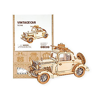 ROBOTIME 3D Wooden Puzzles Car DIY Model Kits to Build Wooden Model Vintage Car Craft Gift for Collection Lover