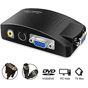 M MAKETHEONE RCA to VGA Adapter, Composite AV S-Video RCA Input to VGA Female Output Converter, Transfer Video Graphic Signal from CCTV PC Laptop DVD DVR VCR TVBox to VGA Monitor Projector Computer
