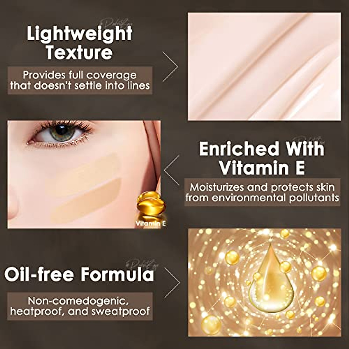 FOCALLURE PerfectBase Lasting Poreless Liquid Foundation, Medium to Full Coverage with Matte Finish, Covers Blemishes & Under-Eye Circles for All Skin Types, YL02 Cashmere