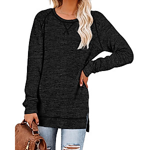 Aokosor Black Sweatshirts for Women 2024 Casual Fall Clothes Long Sleeve Tops Oversized XL