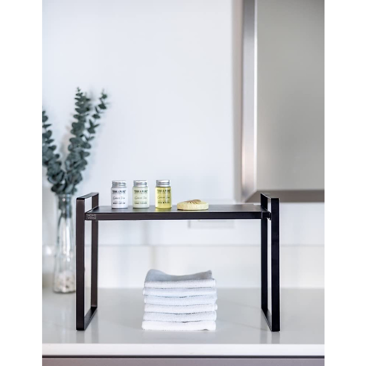 Stackable Cabinet Shelf Organizers, Expandable Kitchen Countertop Organizer - Multi-Functional Cabinet Shelves, Heavy Duty Non-Slip Shelf Riser for Kitchen Pantry, Bathroom, Bedroom Organization