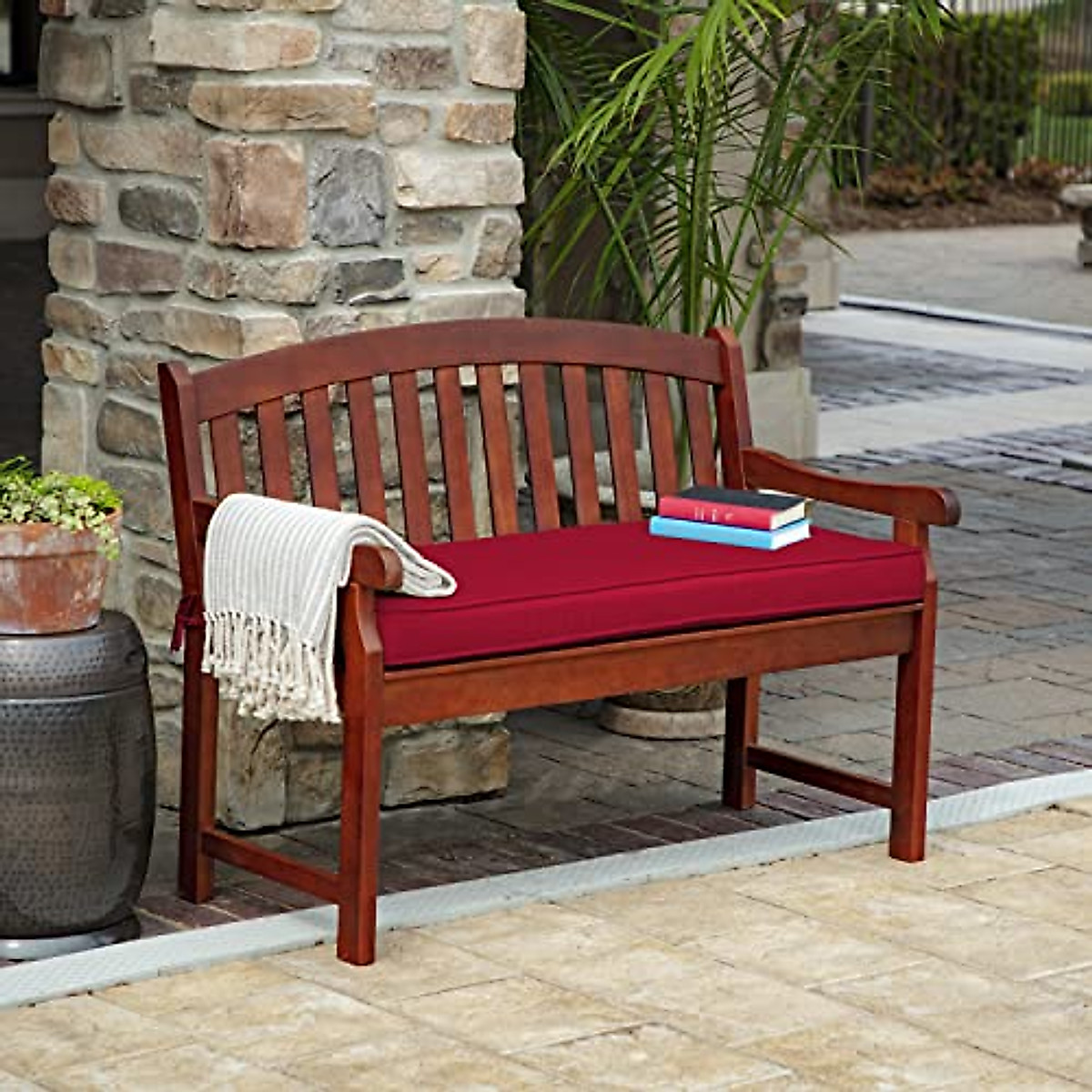 Arden Selections Outdoor Bench Cushion 18 x 46, Caliente Red