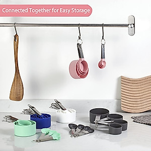 Measuring Cups and Spoons Set of Huygens Kitchen Gadgets 10 Pieces, Stackable Stainless Steel Handle Measuring Cups for Measuring Dry and Liquid Ingredient (Pink)