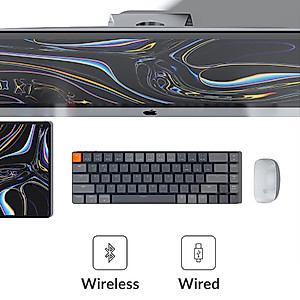 Keychron K7, 68 Keys Ultra-Slim Wireless Bluetooth/Wired Mechanical Keyboard with Low-Profile Gateron Mechanical Brown Switch, RGB LED Backlit Compatible with Mac Windows