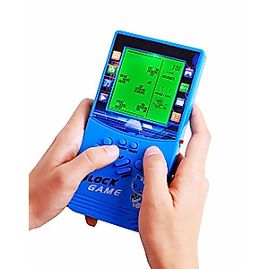 HLF New Large Screen Brick Game Console Green Backlight Built-in 23 Multi-Mode Block Games Classic Nostalgia Puzzle Speed and Difficulty can be Adjusted Suitable as a Gift for Kids (Blue)