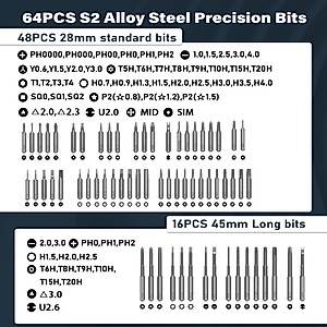 XOOL 68 in 1 Electric Screwdriver Set Precision Screwdriver Set with 64 Magnetic Bits, Rechargeable 2 Gears Torque Power Screwdriver Kit for Electronics, Computer, Laptops, Phone, PC, Game Console