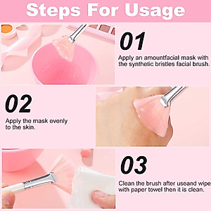 24 Pieces Fan Brush Facial Mask Brush Soft Fan Face Makeup Brush Acid Applicator Esthetician Brush Cosmetic Tools for Mud Clay Mask, Makeup Peel (Pink)