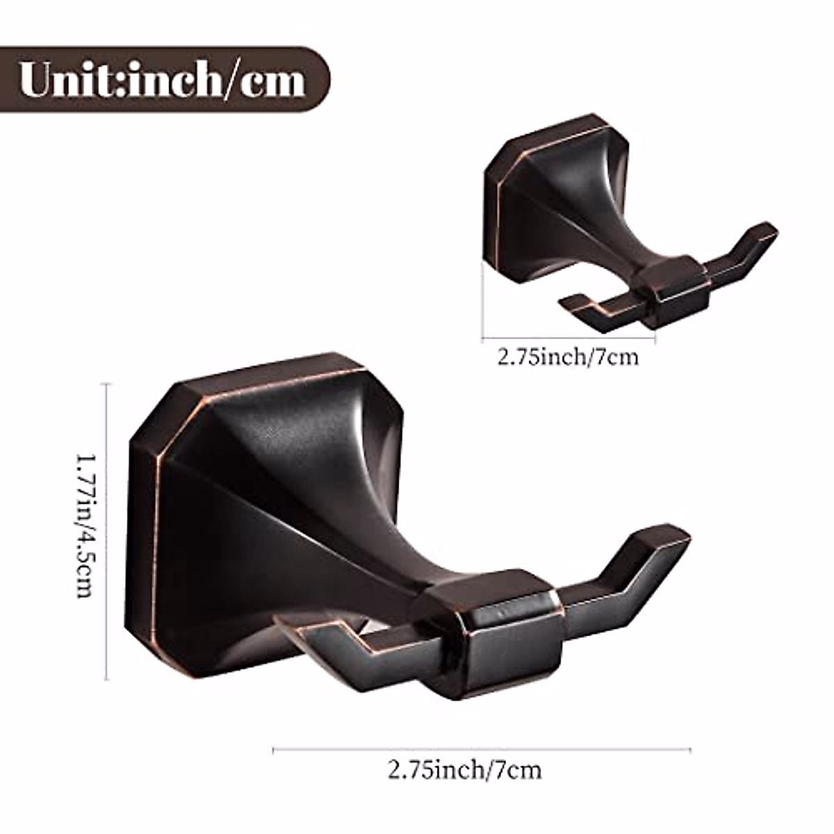 WOLIBEER Bronze Towel Hooks,Bathroom Coat Hook,Oil Rubbed Robe Hook Double Shower Clothes Hanger Wall Mounted Farmhouse Accessories 2 Pack