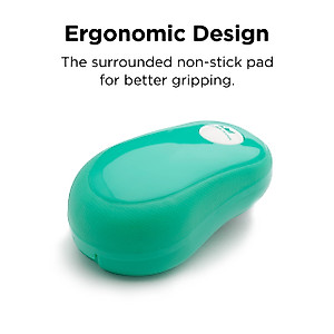 Kitchen Mama One Touch Electric Can Opener: Open with Simple Press of A Button - Auto Stop As Task Completes, Ergonomic, Smooth Edge, Food-Safe, Battery Operated (Teal)
