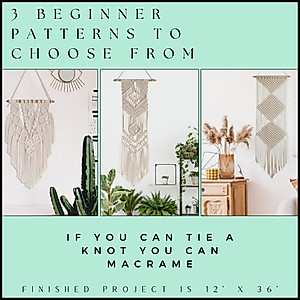 NGHTMRKT Macrame Kit, DIY Macrame Kits for Adult Beginners, Macrame Wall Hanging Kit, 220 Yards Macrame Cord, Wooden Dowel