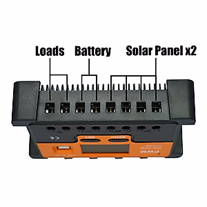 POWLSOJX 80A PWM 48V Solar Charge Controllers with Multi-Protection & LCD Display & 5V USB Output Solar Panel Charger with Temp Sensor (12/24/48V 80A)