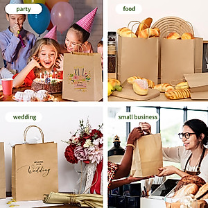 Moretoes 60pcs Gift Bags, Paper Bags with Handles, 7.1x3.6x9.3 Inch, Kraft Paper Bags Bulk Medium Size, Retail Bags, Brown Paper Bags for Party, Businesses, Shopping