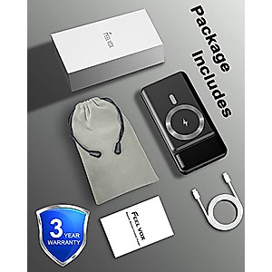 FEEL VOX Magnetic Wireless Portable Charger, Power Bank 10000mAh USB-C 18W Fast Charging Mag-net Safe Battery Pack with LED Display, Suitcase-Style Metal Retractable Stand for iPhone 14/13/12 Series