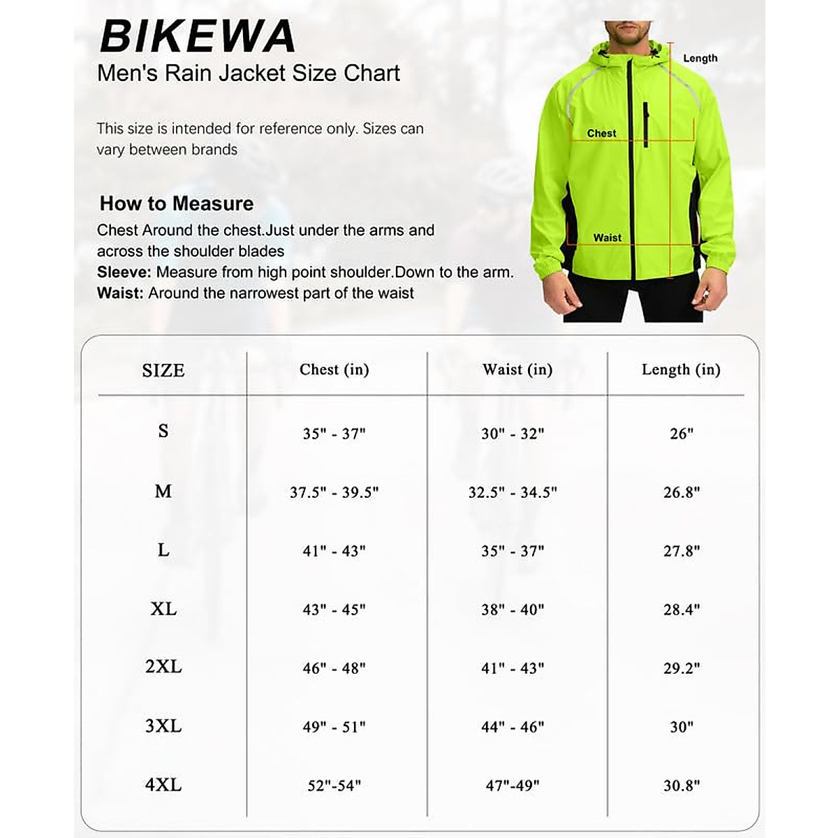 Men's Cycling Rain Jackets Waterproof Running Windbreaker Hooded Reflective Bike Hiking Biking Windproof Bicycle Riding(Fluorescent Yellow/Black,4XL)