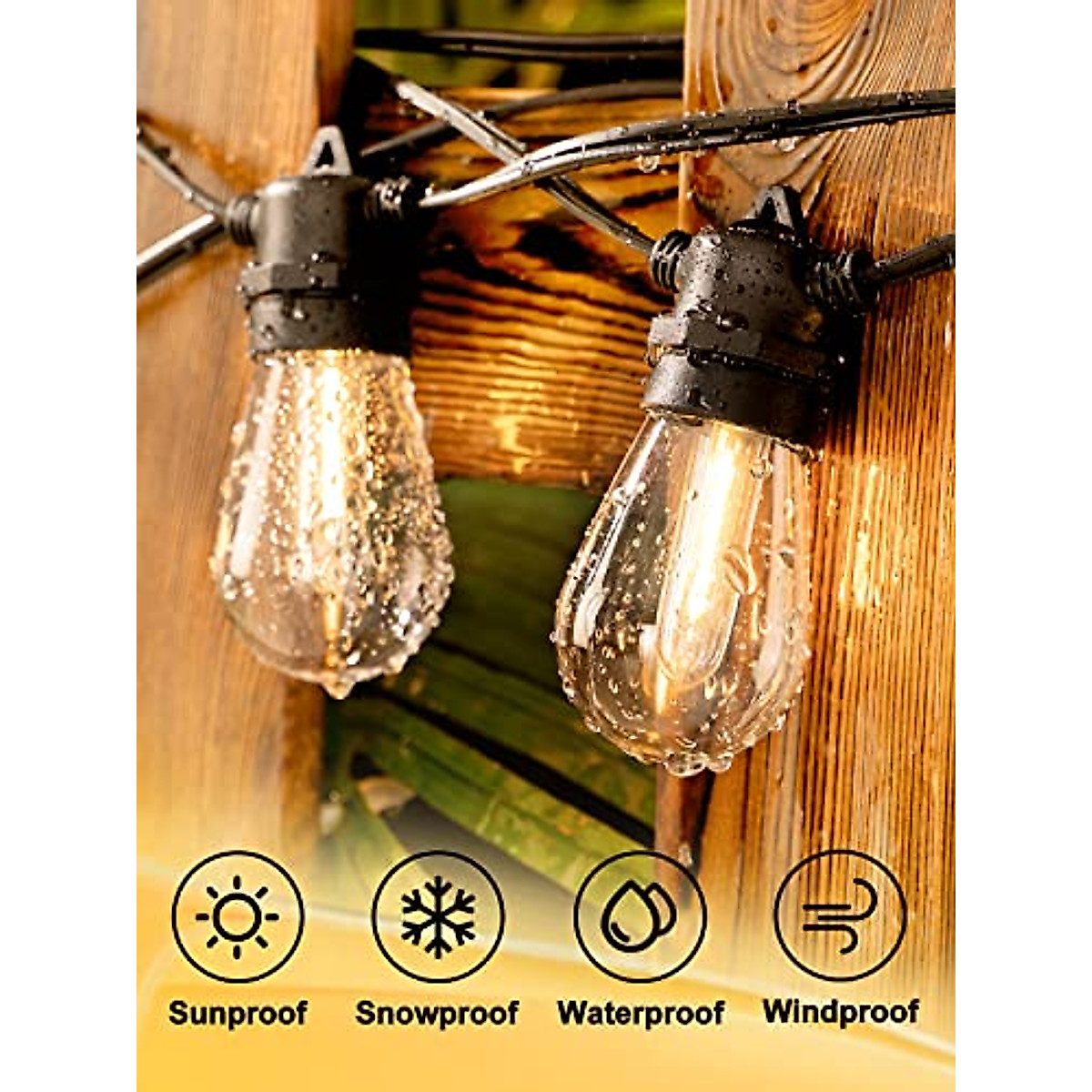 addlon 100FT(2-Pack*50FT) LED Outdoor String Lights with 30 Edison Vintage Shatterproof Bulbs, Commercial Grade Patio Lights, IP65 Waterproof for Balcony, Backyard and Garden, Warm White