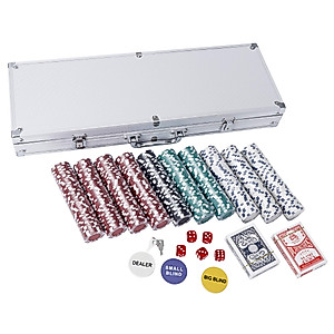 Smartxchoices 500 PCS Poker Chip Set 11.5 Gram Dice Style Clay Casino Poker Chips w/Aluminum Case Cards Dices Blind Button for Texas Holdem Blackjack Gambling