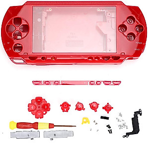 Lazmin Replacement Controller Skin PSP Protective Case, Game Console Shell with Screwdriver for PSP1000 Console(Red)