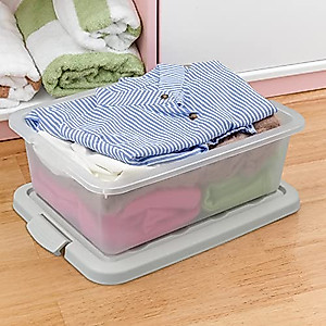 Tyminin 14 L Plastic Storage Box with Black Lids, 2 Packs