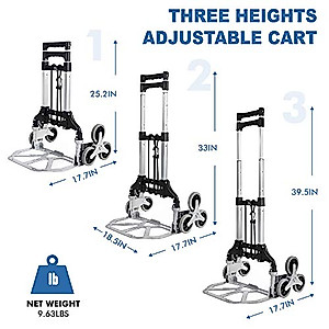 Grocery Cart with Climbing Wheel Aluminum Portable Folding Stair Climbing Cart with Shopping Bag and Climbing Rope