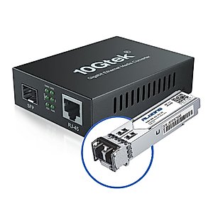 Gigabit Ethernet Media Converter, Multi-Mode Dual LC Fiber to Ethernet Converter with a 1000Base-SX Module, 1.25G Fiber to RJ45, 10/100/1000Base-Tx to 1000Base-SX, 850nm, MMF, up to 550m (1804ft)