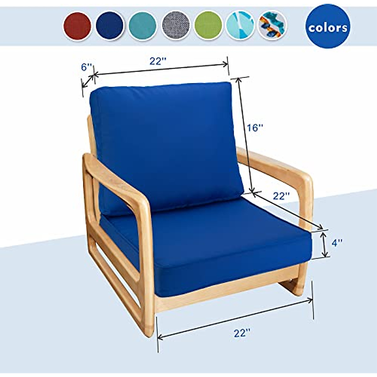 JMGBird Outdoor Seat/Back Chair Cushion Tufted Pillow, Indoor Deep Seat Chair Cushion Set 22"x22"