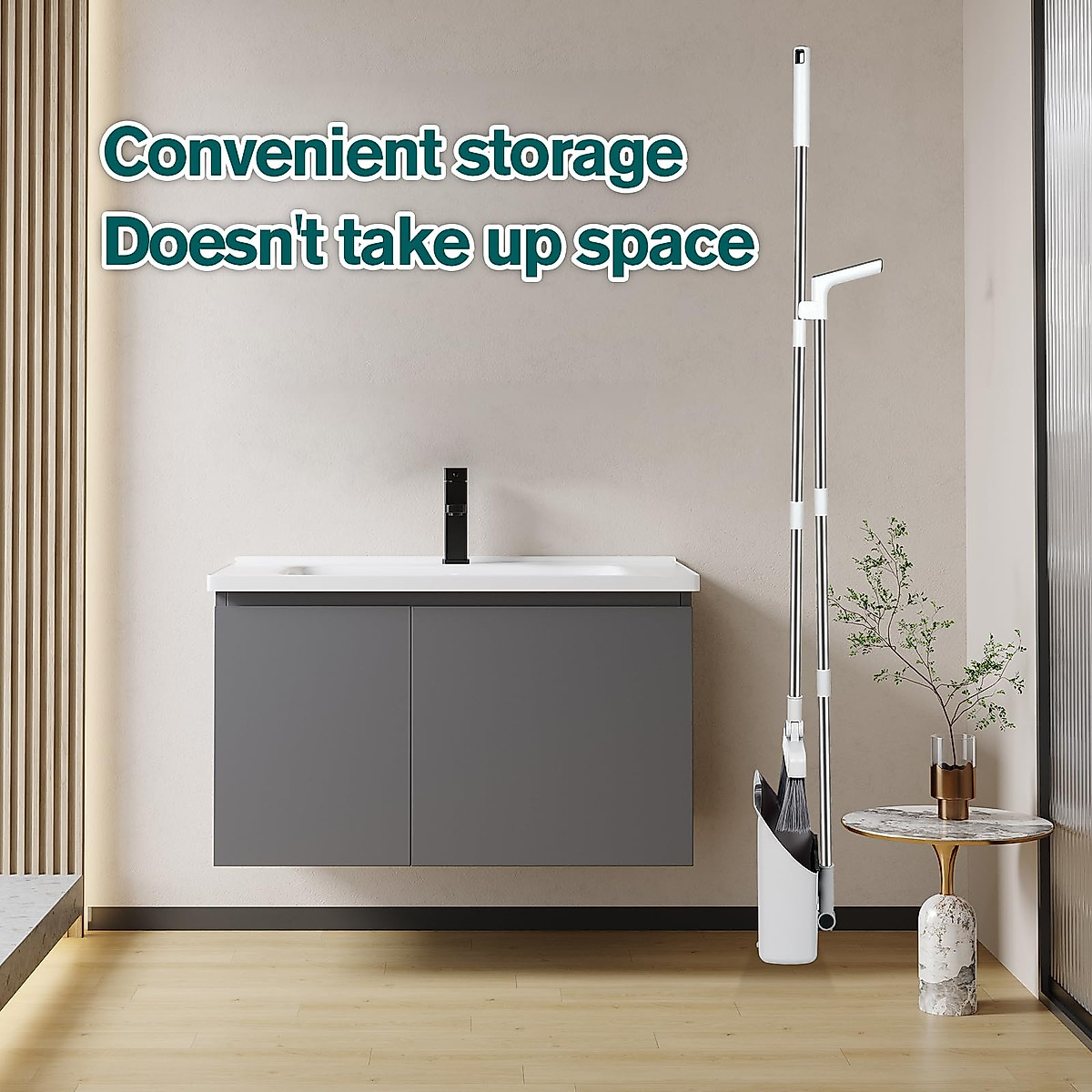 Broom and Dustpan Set, 3 in 1 Broom with Dustpan Combo Set Long Handle Dustpan and Broom for Sweeping Push Broom for Outdoor Brooms for Floor Bathroom and Kitchen