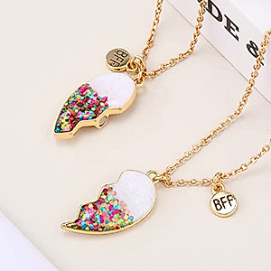 PAFUWEI Friendship Necklaces for 2 Girls,Pendant Bff Necklace Magnetic Matching Necklaces for Best Friend Half Heart Necklace Best Friend Necklaces for 2 Girls Sister