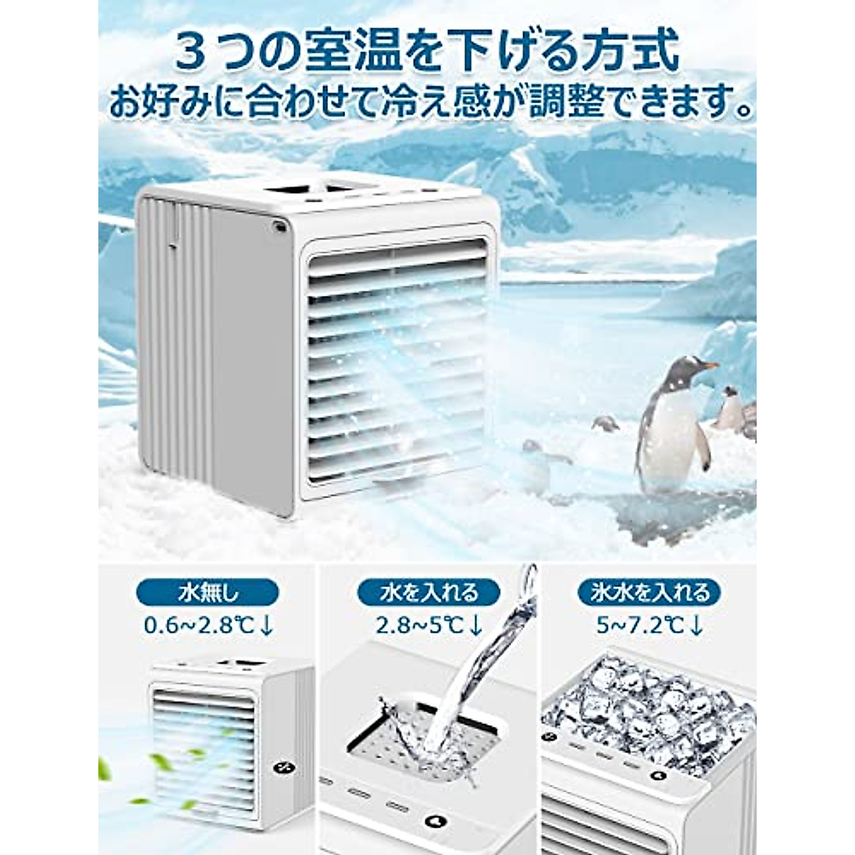 Breezewell Evaporative Air Cooler, 2000mAH Battery Powered Small Room Cooler w/Humidifier