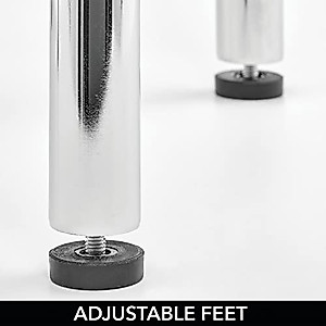 mDesign Modern Glass Corner 4-Tier Storage Organizer Tower Cabinet with Open Shelves - Display Furniture for Bathroom, Office, Bedroom, Living Room - Holds Books, Plants, Candles - Chrome/Clear