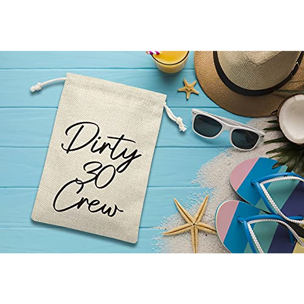 Dirty 30 Crew Gift Bags, Birthday Party Pouches With Drawstring, Party Wedding Favors, Supplies, Decoration - 5 Pcs per Pack(A12)