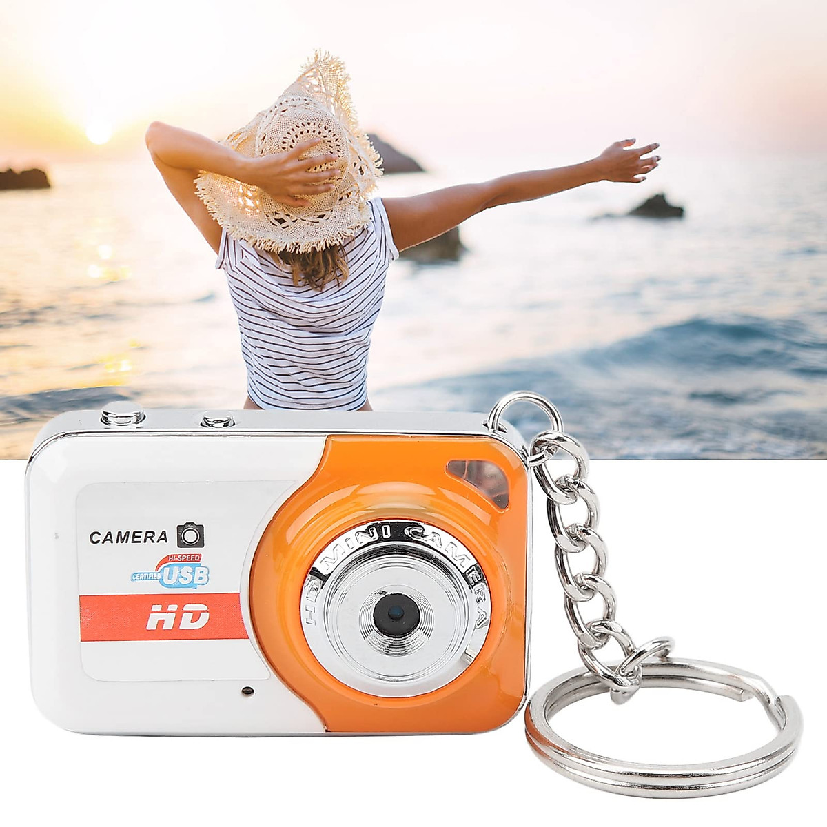 Pomya Mini DV Camera, Small Video Camera Recorder Motion Detection Support 32G Memory, USB Mini Camera Keychain Video Recorder for Webcam, Kids Students ()