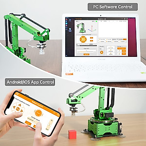 Robotic Arm Kit, MaxArm by ESP32 Open Source Smart Robot Arm with Bus Servo, Suction Nozzle, Wireless Contorll, Support Python & Arduino Programming STEM Science Education (Assembled)