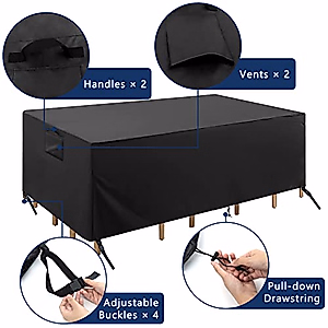 Outdoor Furniture Cover Waterproof Rectangle Patio Table Chair Cover Durable Outdoor Sectional Sofa Set Covers with 4 Windproof Buckles, Anti-UV, Black 70"x47"x29"