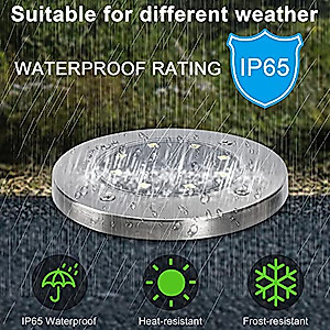 Solar Lights Outdoor, 8 LED Solar Garden Lights, Disk Lights Waterproof Solar Ground Lights Outdoor Landscape Lighting for Patio Pathway Lawn Yard Deck Driveway Walkway
