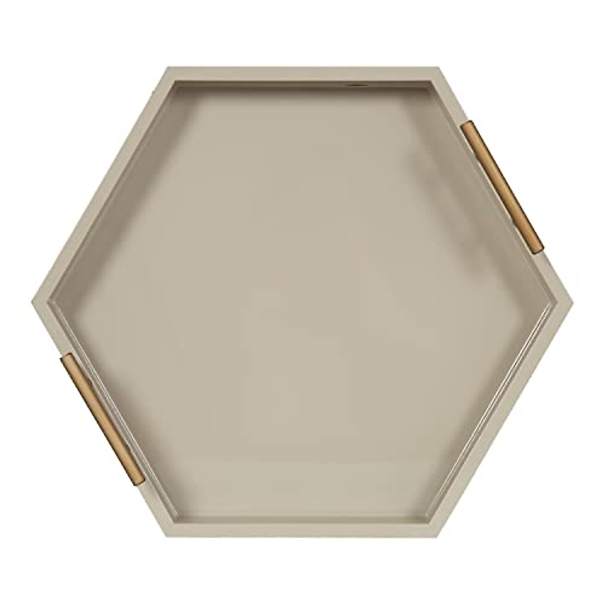 Kate and Laurel Lipton Modern Hexagon Tray, 18 x 18, Sand, Midcentury Decorative Serving Tray for Storage and Display