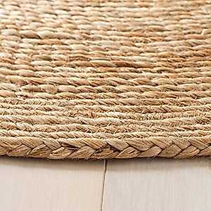 SAFAVIEH Natural Fiber Round Collection 3' Round Natural NFB249A Handmade Boho Country Charm Jute Area Rug