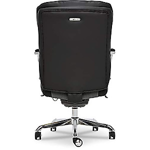 La-Z-Boy Sutherland Quilted Leather Executive Office Chair with Padded Arms, High Back Ergonomic Desk Chair with Lumbar Support, Black Bonded Leather
