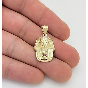 AMZ Jewelry 10k Yellow Gold Egyptian Pharaoh Pendant Gold Pharaoh Head Charm For Necklace