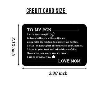 Jstud Wallet Card To Son from Mom Son Birthday Gifts Inspiratioanl Engraved Wallet Insert Card for Son