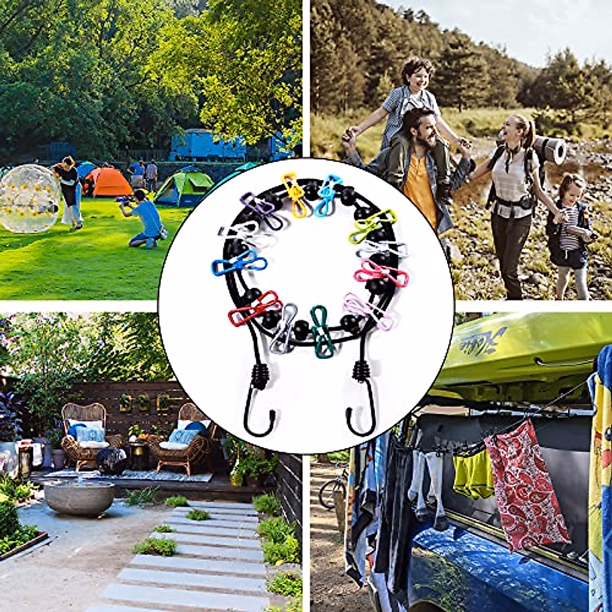 Ulfsaar Portable Travel Clothesline, Camping Accessories, Vacation Essentials, RV Cruise Camper Accessories for Travel Trailers, Camper Travel Apartment Essentials, Laundry Line.