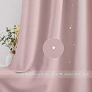 NICETOWN Star Blackout Curtains for Kids Rooms Girl Princess Curtain for Daughter Bedroom Window Nursery Girls Room Drapes for Windows (Light Pink, W42 X L63, 1 Panel)