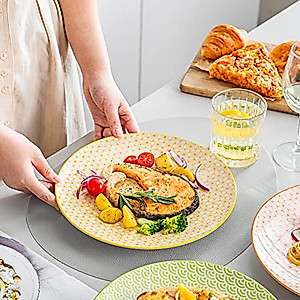 vancasso Natsuki Porcelain Dinner Plates, 4 Pieces Hand-Patterned Round 10.5 Inches Ceramic Salad Plates Serving Dishes Set of 4 for Steak Pasta Salad