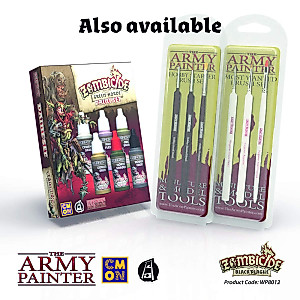 The Army Painter Zombicide Paint Set, 10 Dropper Bottles of Miniature Paint with Free Paintbrush, High-Pigment Zombicide Black Plague Paint Set for Miniatures - Warpaints Zombicide Black Plague Set