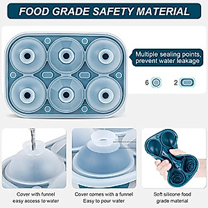 Ice Cube Tray, Mikiwon 2.2 inch Silicone Large Ice Ball Maker,Ice Rose Maker,Ice Diamond Maker With Covers,Large Ice Cube Molds for Whiskey, Cocktails and Homemade, Keep Drinks Chilled,BPA Free