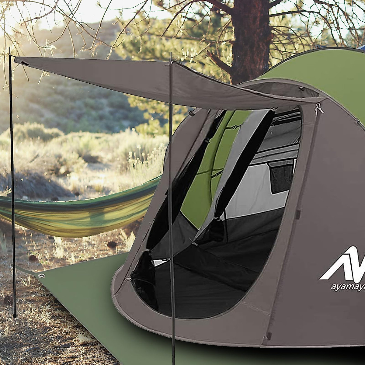 Pop Up Tent + Camping Tent Ground Cloth for 4-6 Person